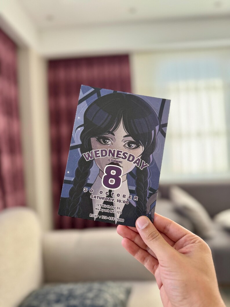 Wednesday Addams Birthday Invitation Template, Printable Kid Invite ...