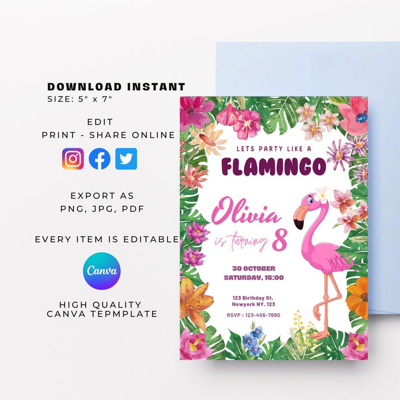 Editable Flamingo Birthday Invitation Template - Let's Flamingle ...