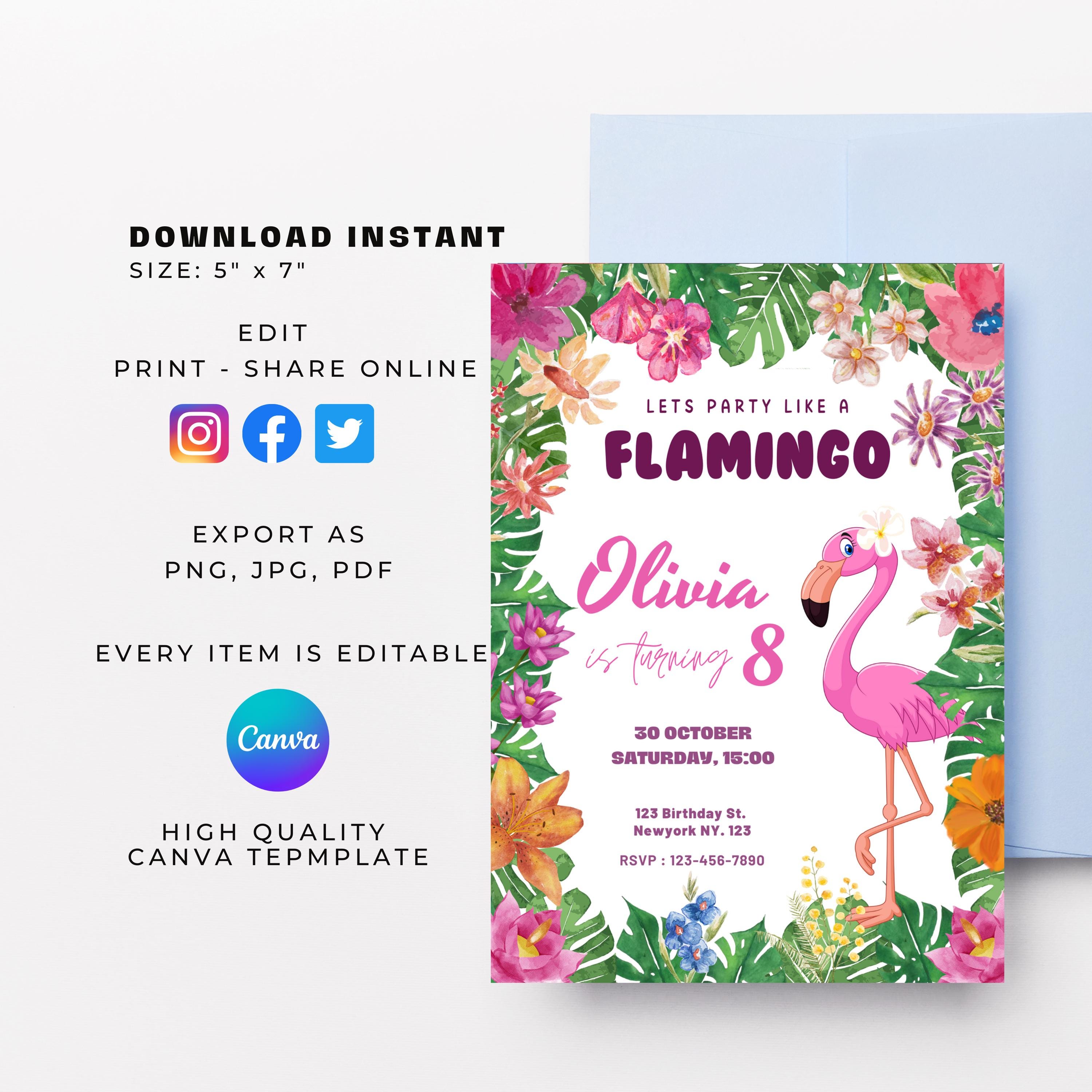 Editable Flamingo Birthday Invitation Template - Let's Flamingle ...