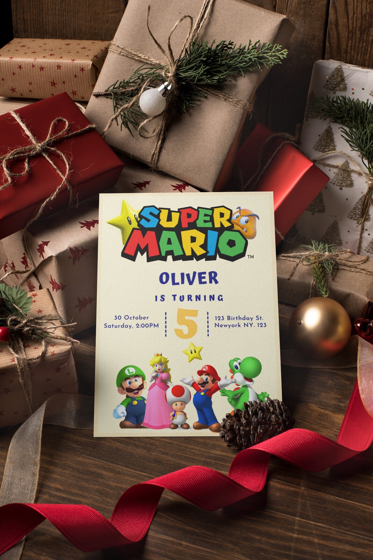 Mario Invite, Super Mario Birthday, Super Mario Invitation, Mario ...