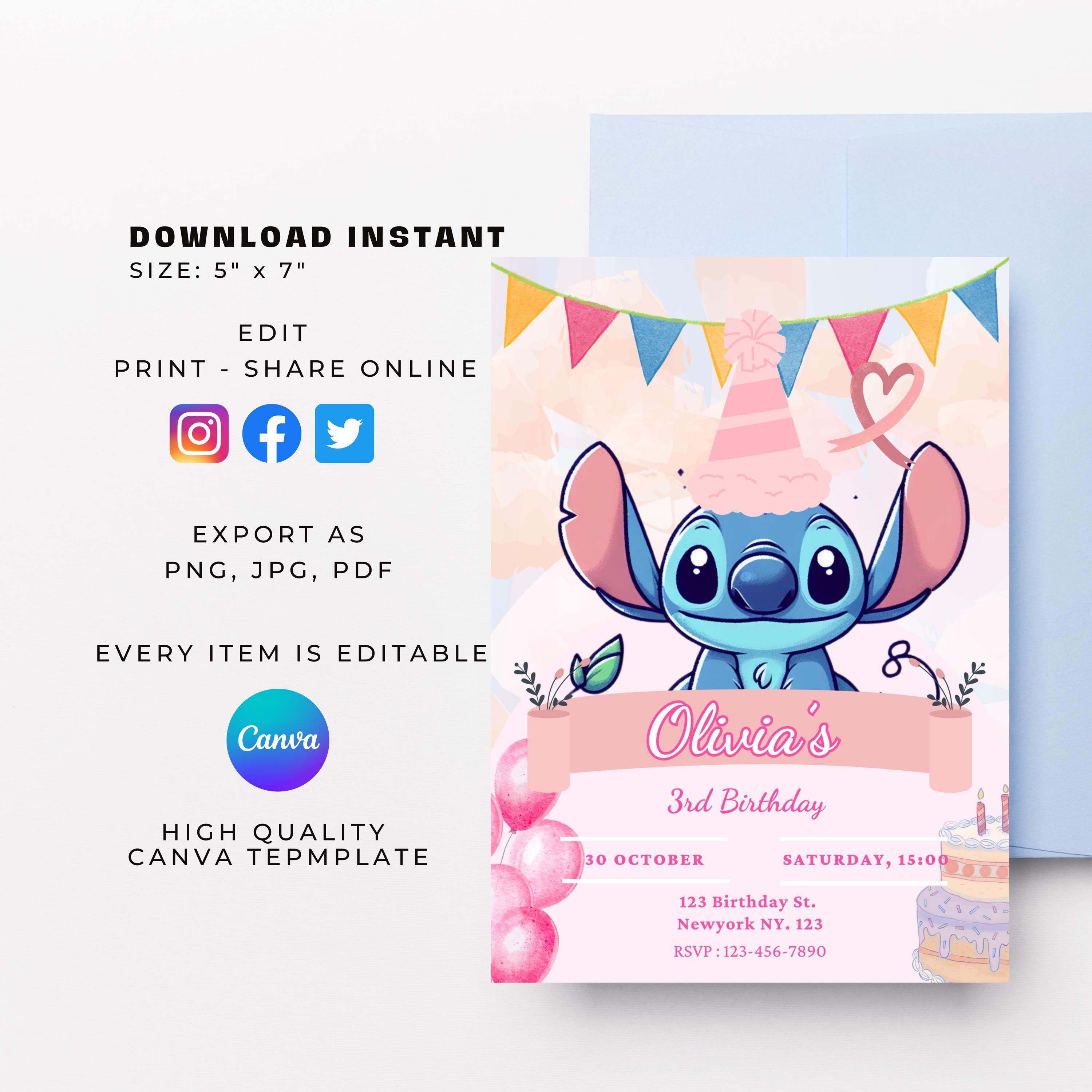Stitch Birthday Invitation | Editable & Printable Template | Cute ...
