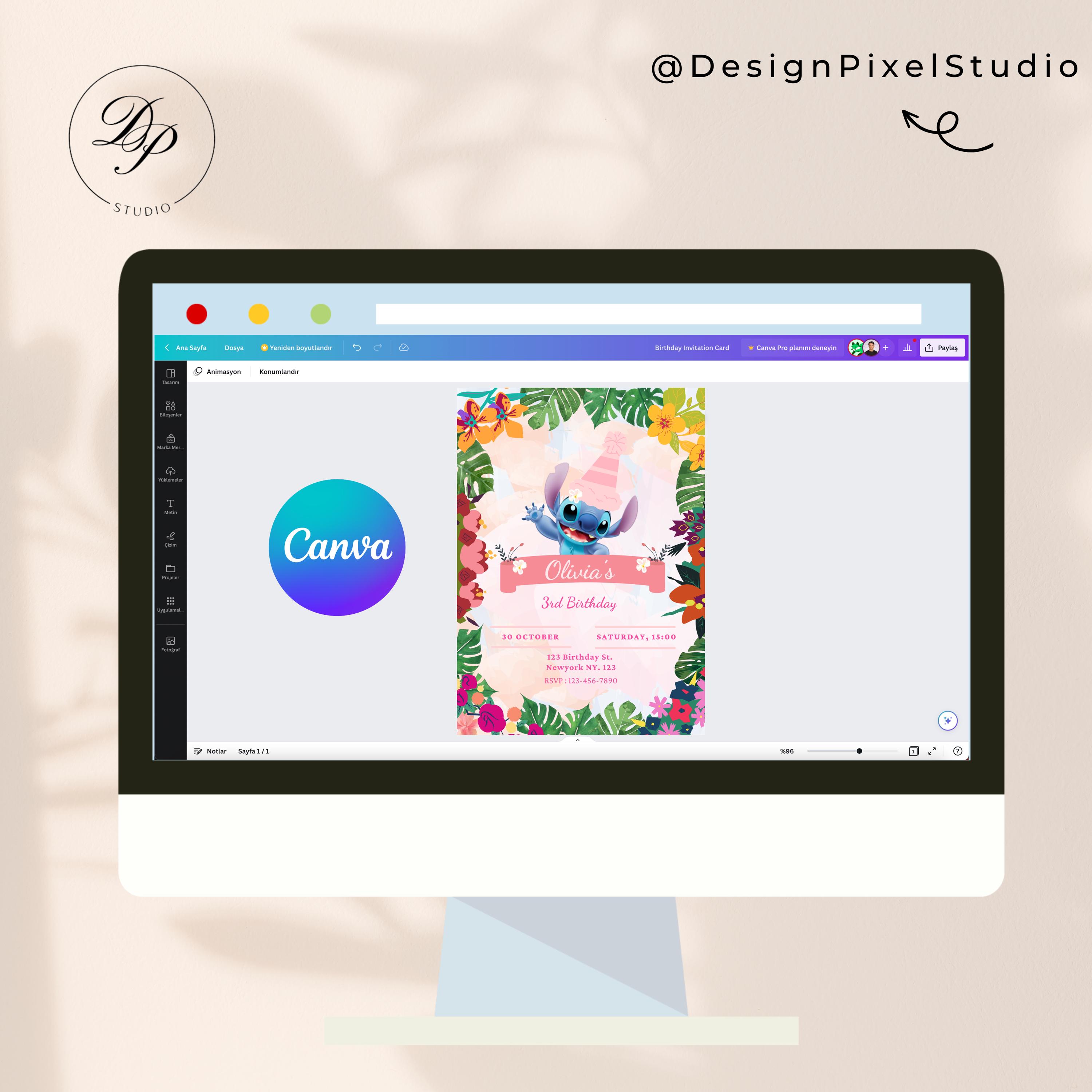 Editable Stitch Birthday Invitation Template - Perfect Iconic Themed ...