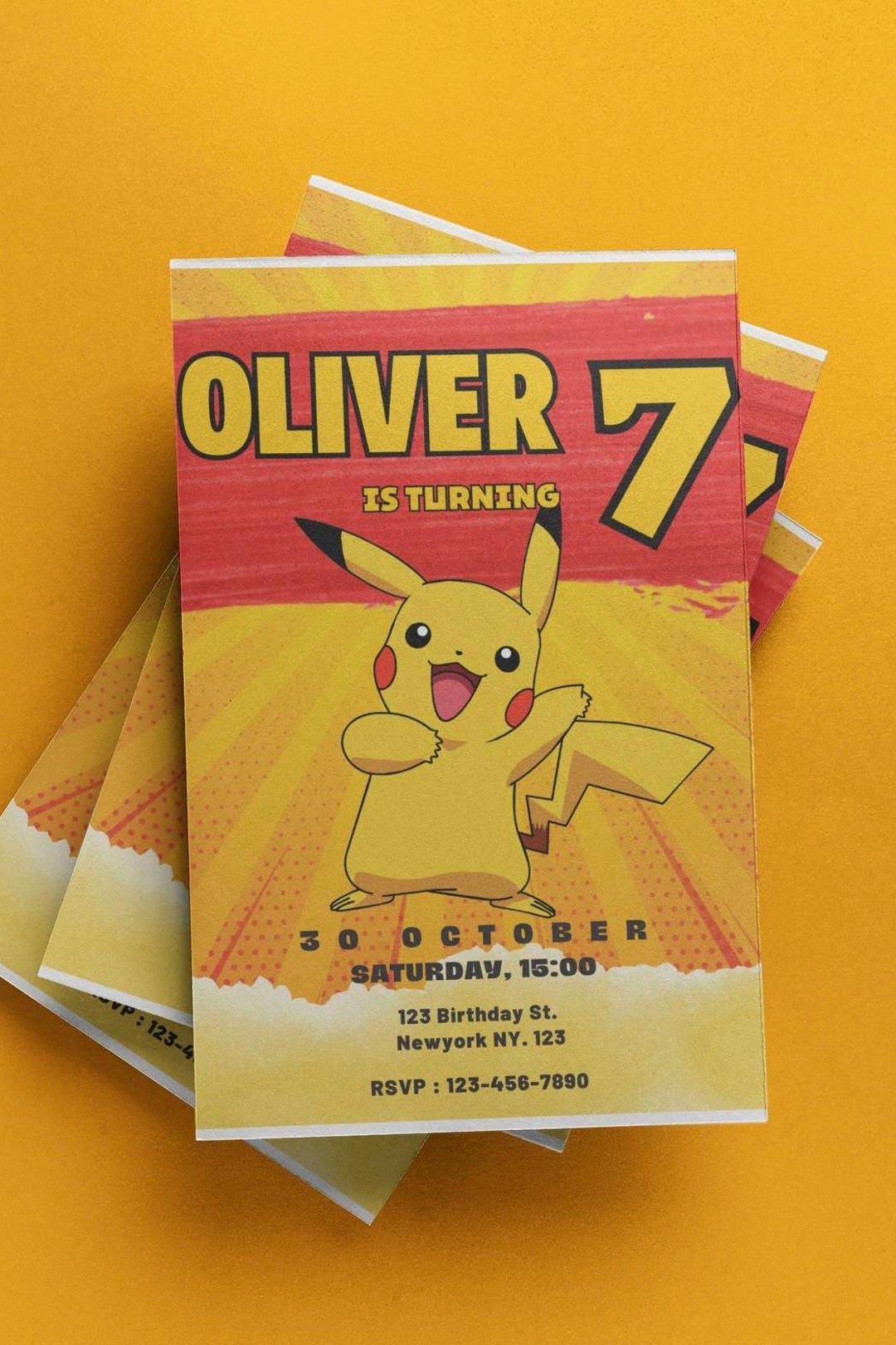 Invitación editable / Cumpleaños de Pikachu / Invitación de Pikachu ...