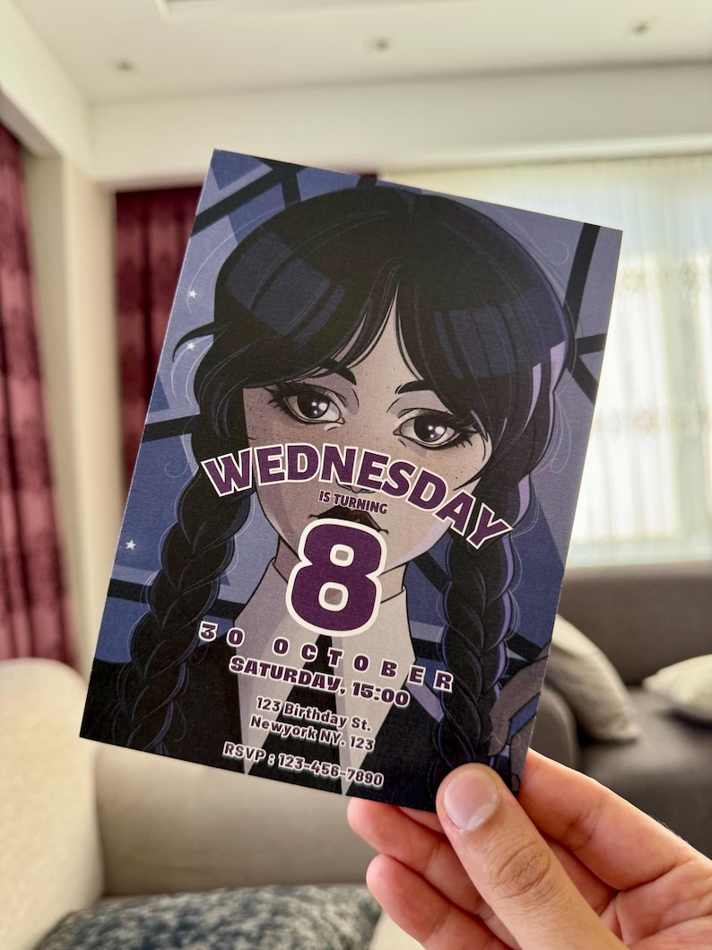 Wednesday Addams Birthday Invitation Template, Printable Kid Invite ...