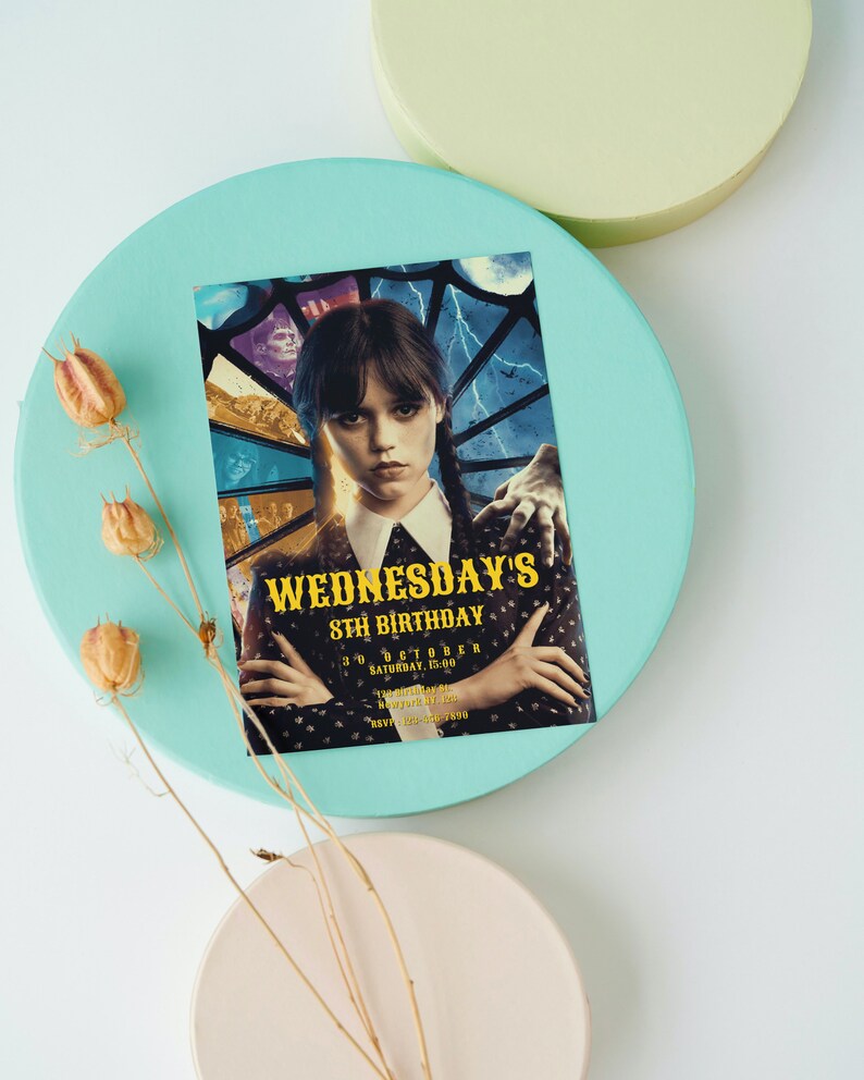 Editable Wednesday Birthday Invitation Template, Printable Wednesday ...