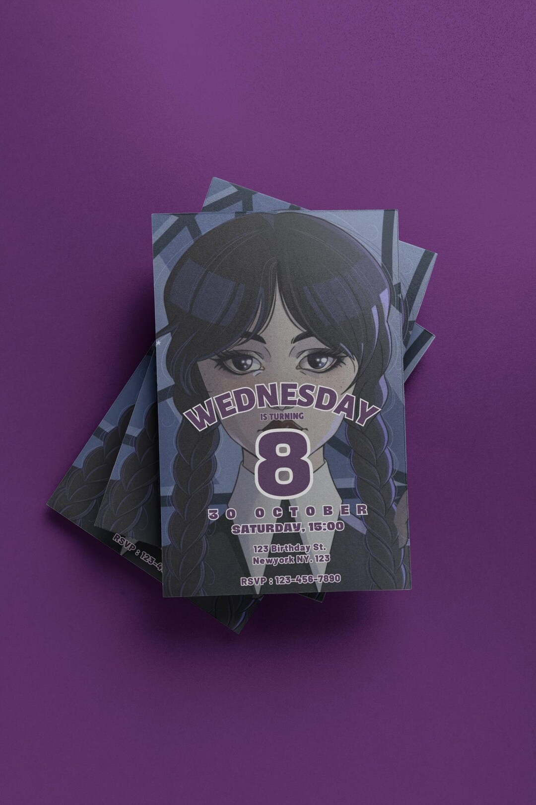 Wednesday Addams Birthday Invitation Template, Printable Kid Invite ...