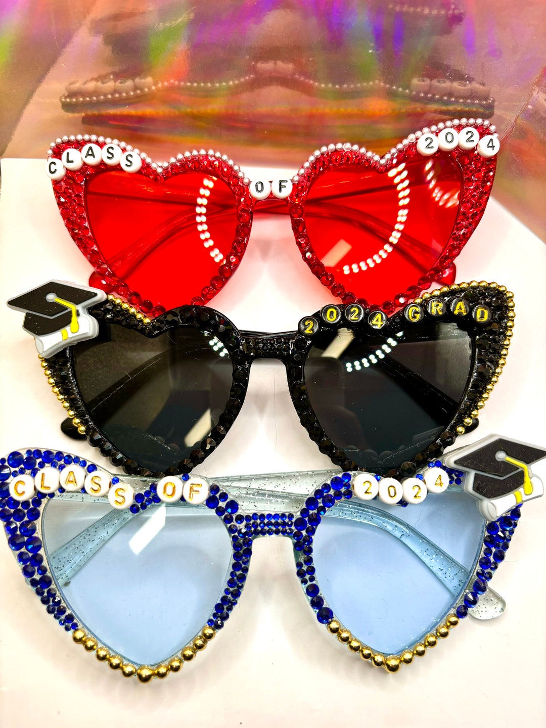 BEDAZZLED GRADUATION Sunglasses / Glasses / CUSTOM Graduation Glasses ...