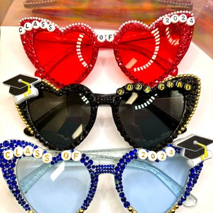 BEDAZZLED GRADUATION Sunglasses / Glasses / CUSTOM Graduation Glasses ...