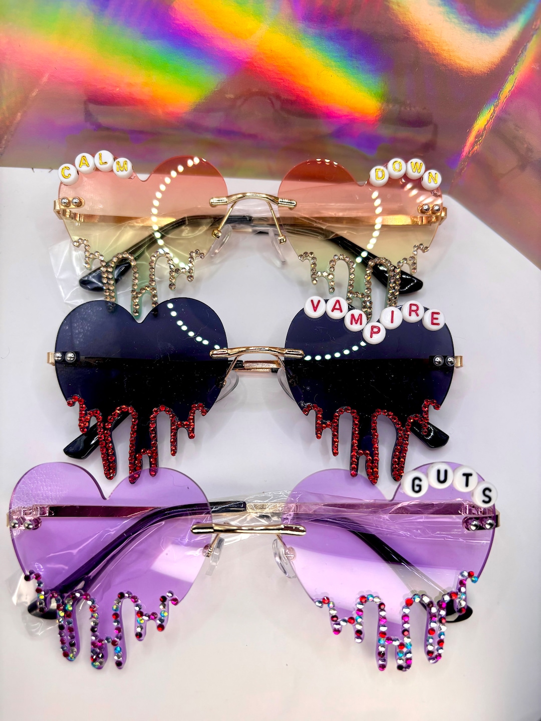 CUSTOMIZABLE CONCERT BADAZZLED Drip Sunglasses - Etsy