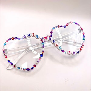 GUTS World Tour Bedazzled Heart Glasses – Colorful Gems & Silver Stars ...