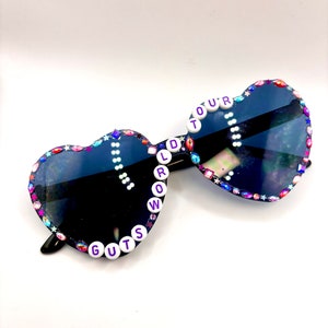 GUTS World Tour Bedazzled Heart Glasses – Colorful Gems & Silver Stars ...