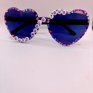 GUTS World Tour Bedazzled Heart Glasses – Colorful Gems & Silver Stars ...