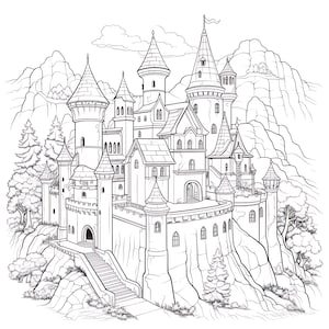 Castle Coloring Pages,10x Artwork of Castles,coloring,instant Download ...