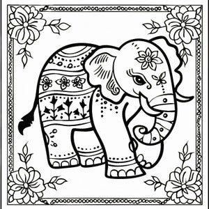 Elephant Coloring Pages 10 Unique Designs for Relaxation and Fun - Etsy