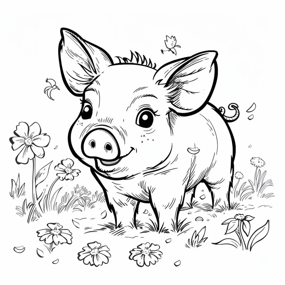 Coloring Page of 10 Pig,cute Pigs,instant Download,pdf File,coloring ...