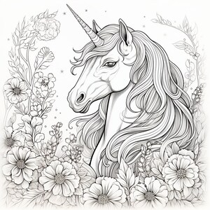 Unicorn Coloring Page,painting,coloring Pages,unicorn Artwork - Etsy