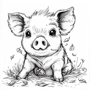 Coloring Page of 10 Pig,cute Pigs,instant Download,pdf File,coloring ...