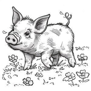 Coloring Page of 10 Pig,cute Pigs,instant Download,pdf File,coloring ...
