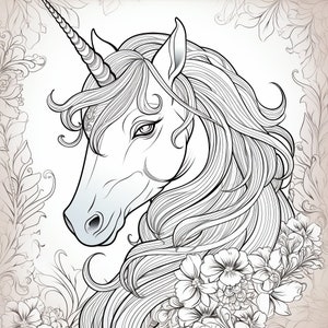 Unicorn Coloring Page,painting,coloring Pages,unicorn Artwork - Etsy