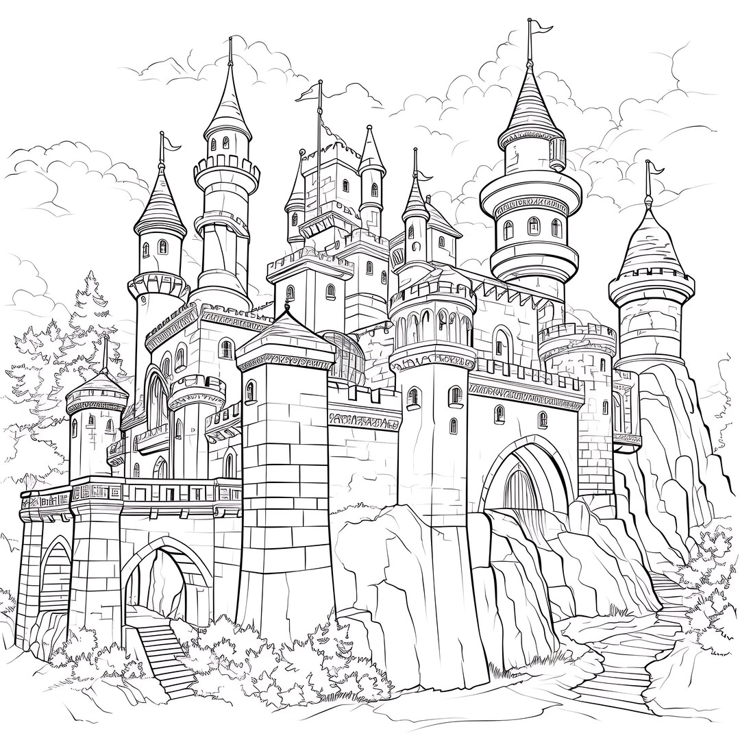 Castle Coloring Pages,10x Artwork of Castles,coloring,instant Download ...