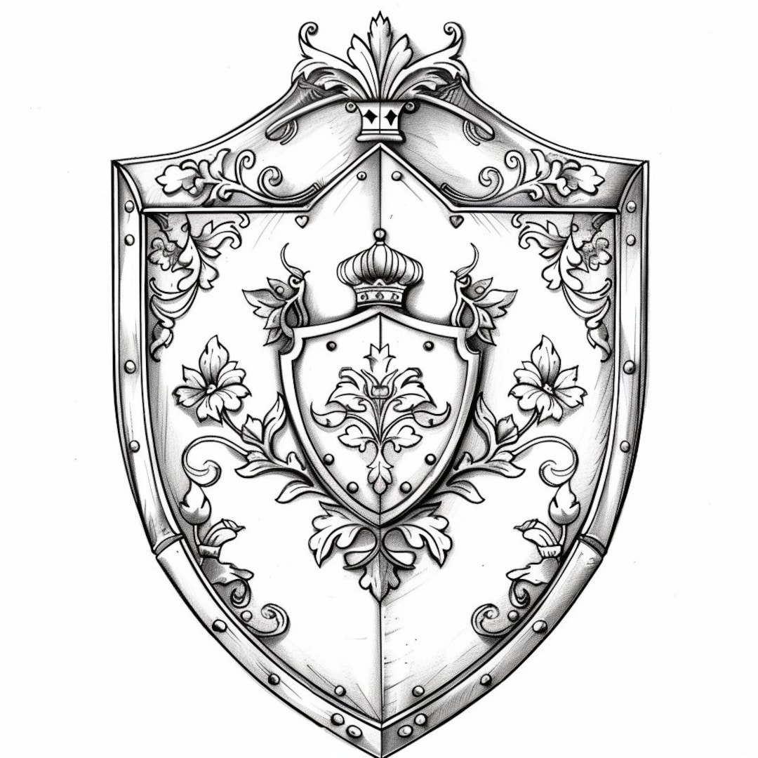 Shield Coloring Pages,instant Download,pdf File,adult-child Coloring ...