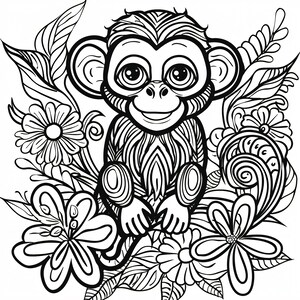 Monkey Coloring Pages 10 Fun and Playful Designs for All Ages - Etsy