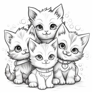 10 Cute Kitten Colouring Pages,printable PDF, Instant Download,coloring ...