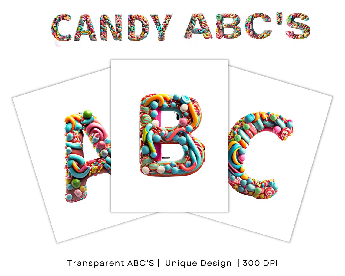 Alphabet Candy Clipart,candy's Letters Abc's Alphabet, Kids Monogrm, 26 ...