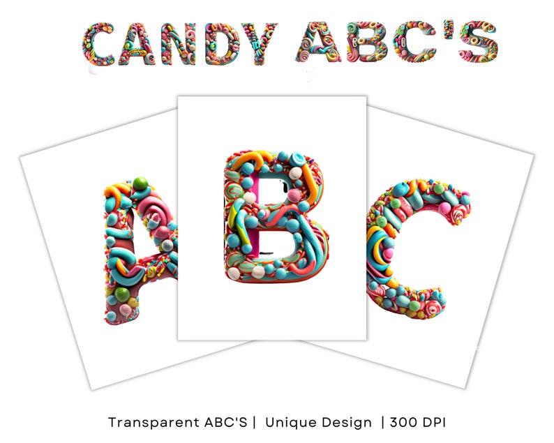 Alphabet Candy Clipart,candy's Letters Abc's Alphabet, Kids Monogrm, 26 ...