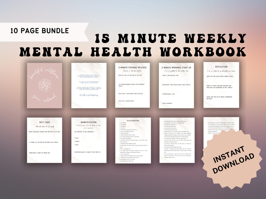 Depression, Anxiety, Mental Health Journal, Workbook, Worksheet ...