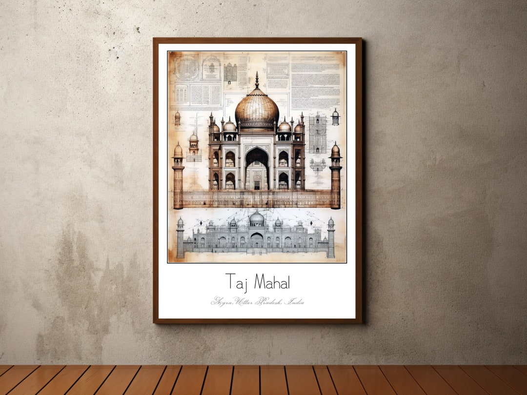 Taj Mahal Print, Taj Mahal Poster, Destination Travel Print Poster ...