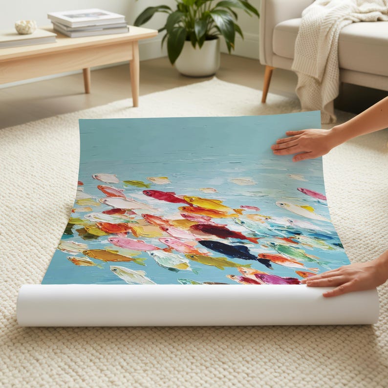 Vibrant Abstract Fish Poster - Colorful Coastal Wall Art - Etsy UK
