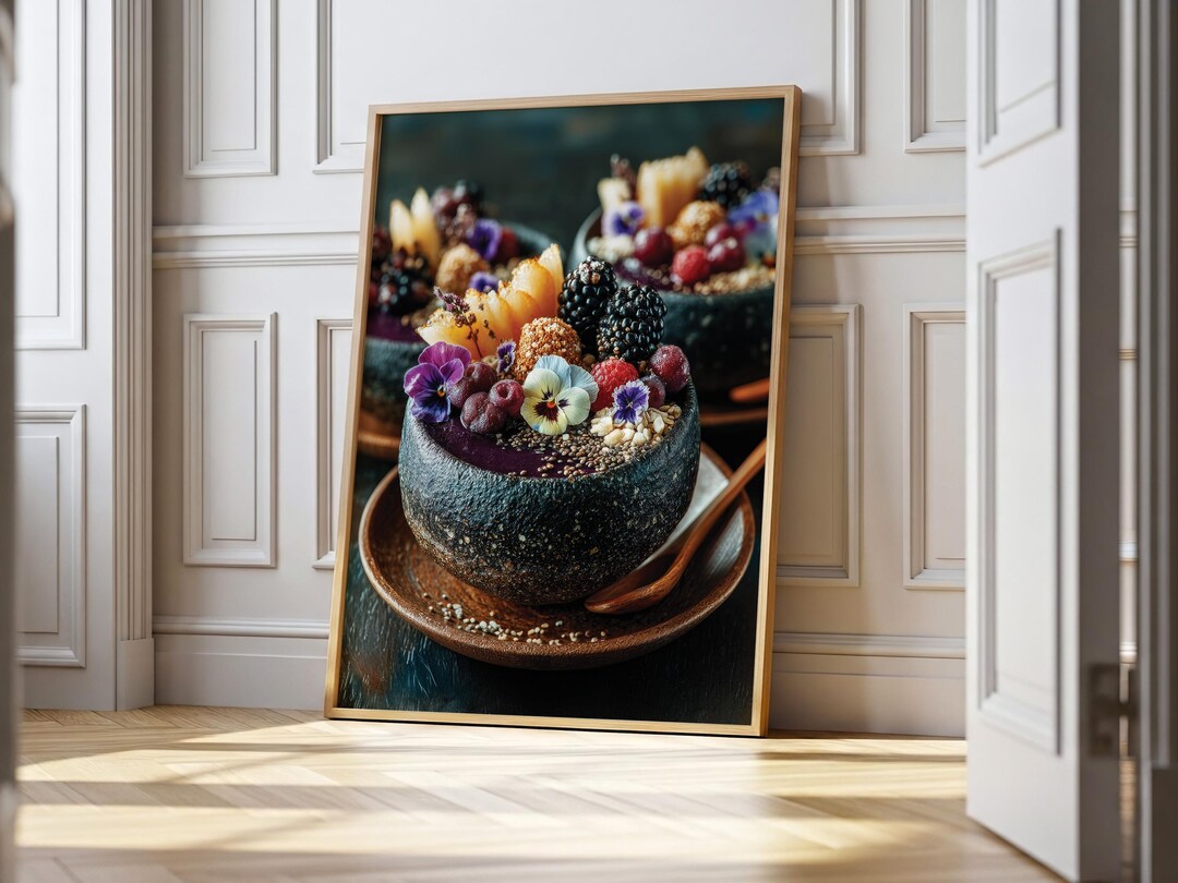 Acai Food Bowl Kitchen Wall Art | Vibrant Food Lover Poster | Wabi Sabi ...
