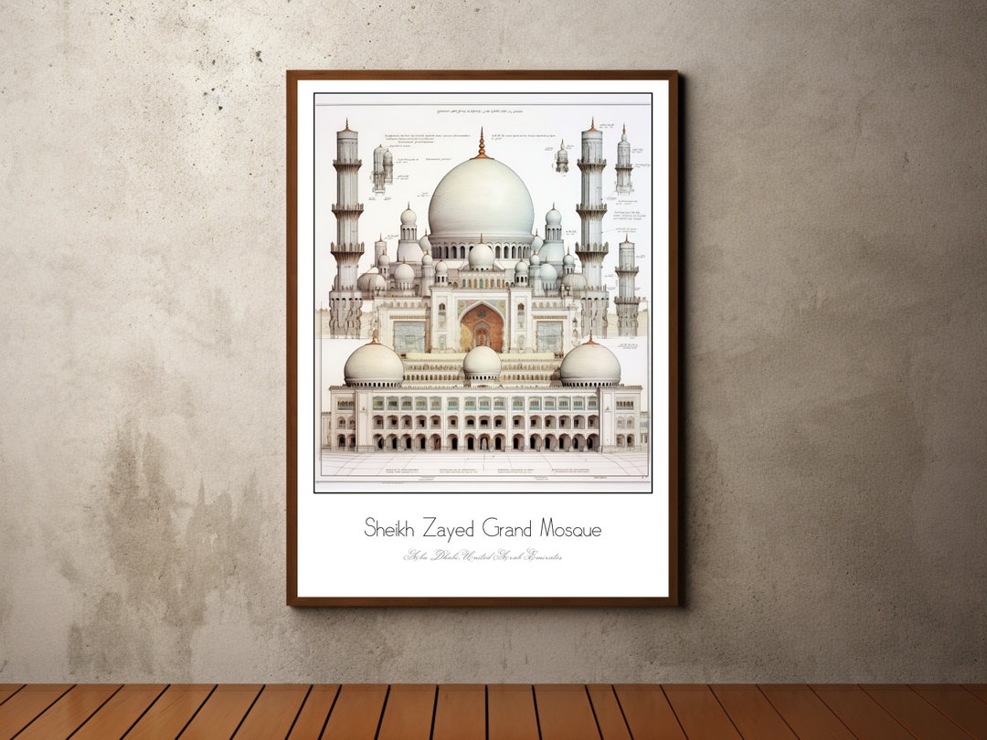 Sheikh Zayed Grand Mosque Print Poster, Abu Dhabi Poster, Abu Dhabi ...