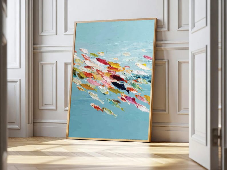 Vibrant Abstract Fish Poster - Colorful Coastal Wall Art - Etsy UK