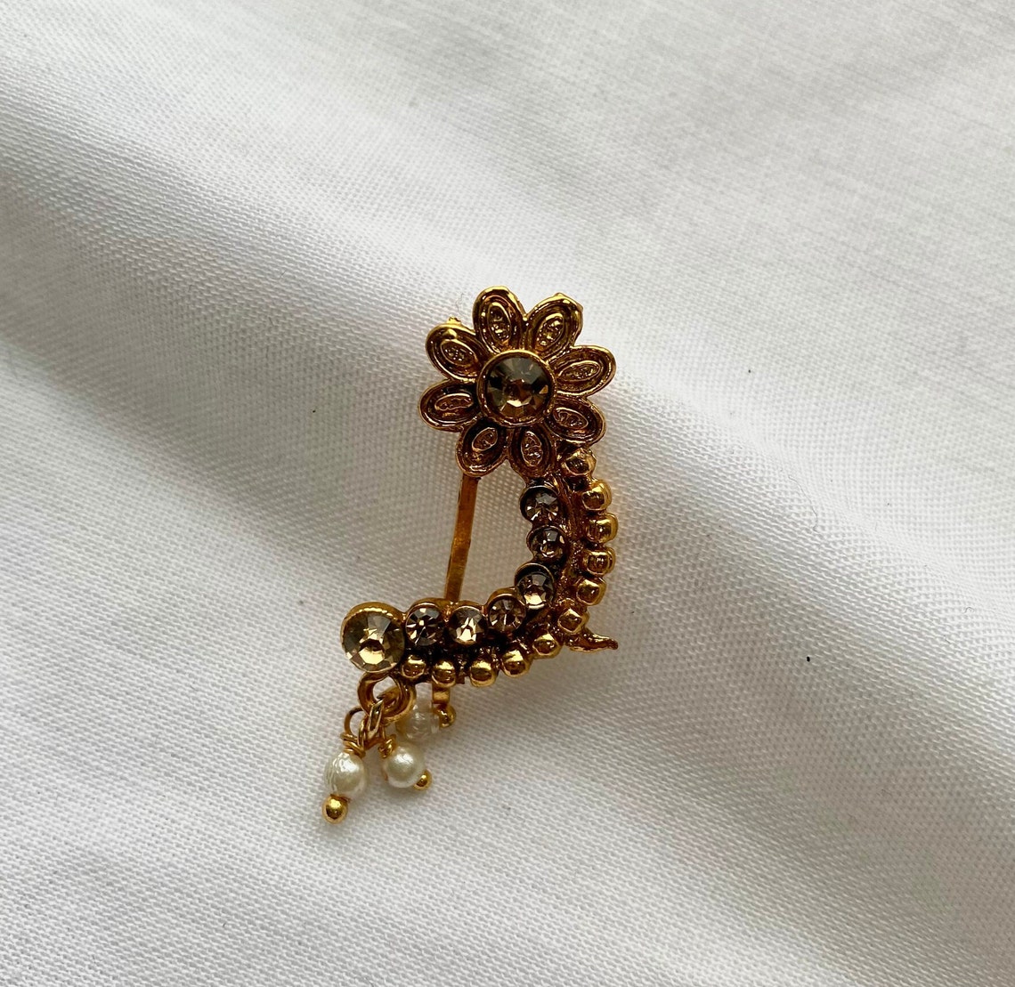 Marathi Jewelry Kolhapuri Marathi Clip on Nose Ring Gold Plated Marathi ...