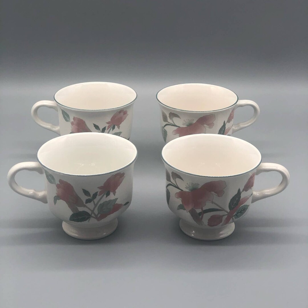 Mikasa Silk Flowers Footed Coffee Tea Cups 4 Piece - Etsy