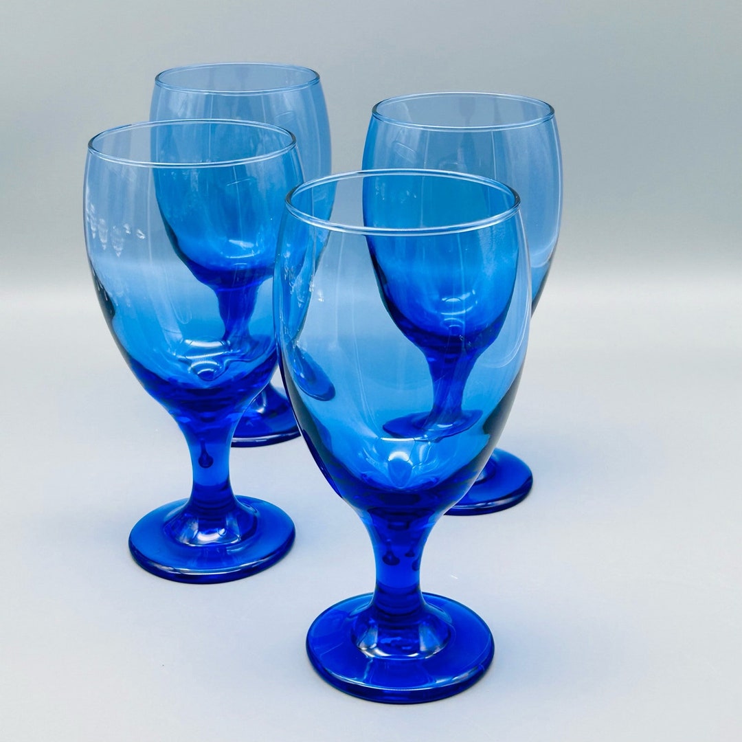Vintage Libbey Teardrop Blue Water Ice Tea Goblets 4 Piece - Etsy