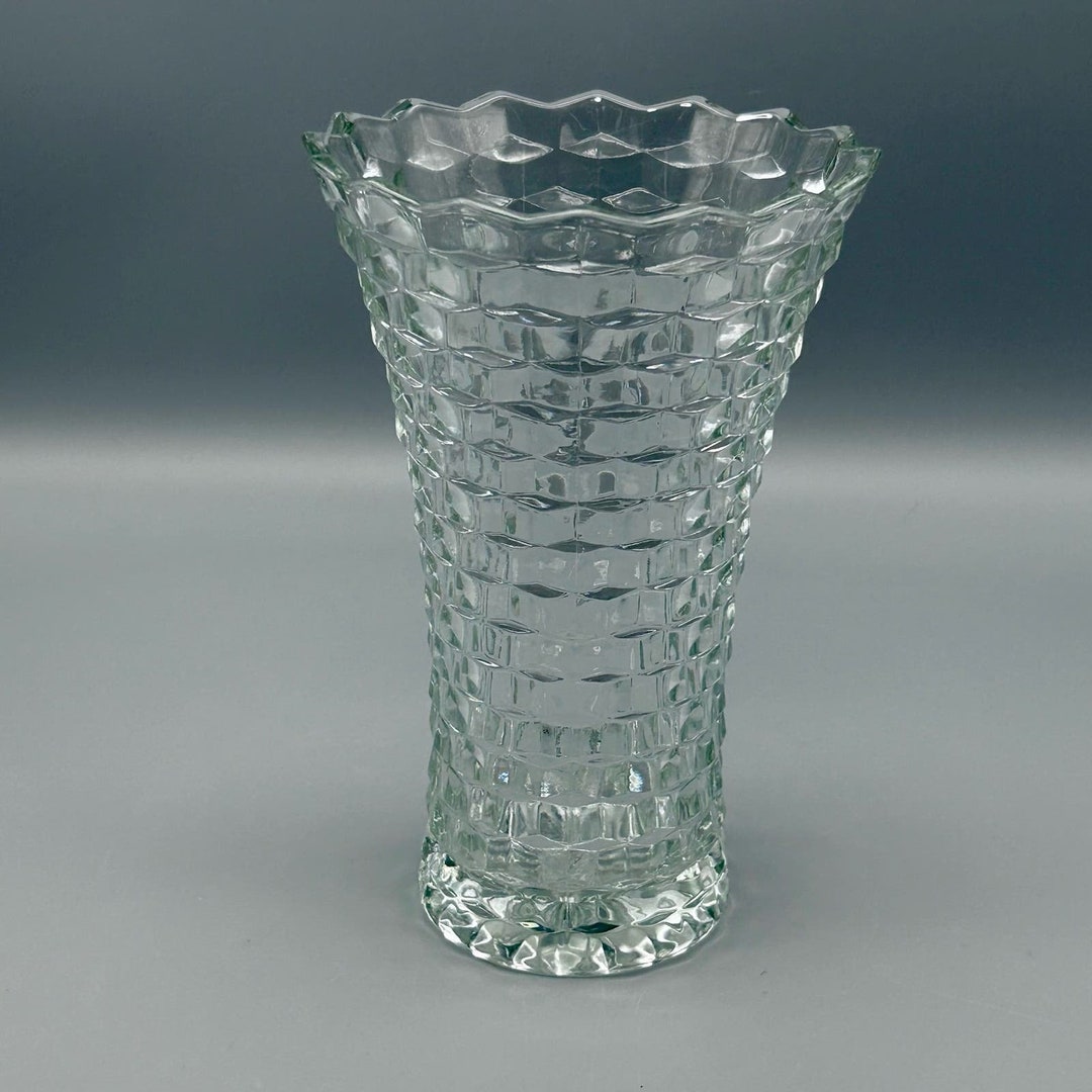 Vintage Homco Glass Cubist Vase 8" Tall - Etsy