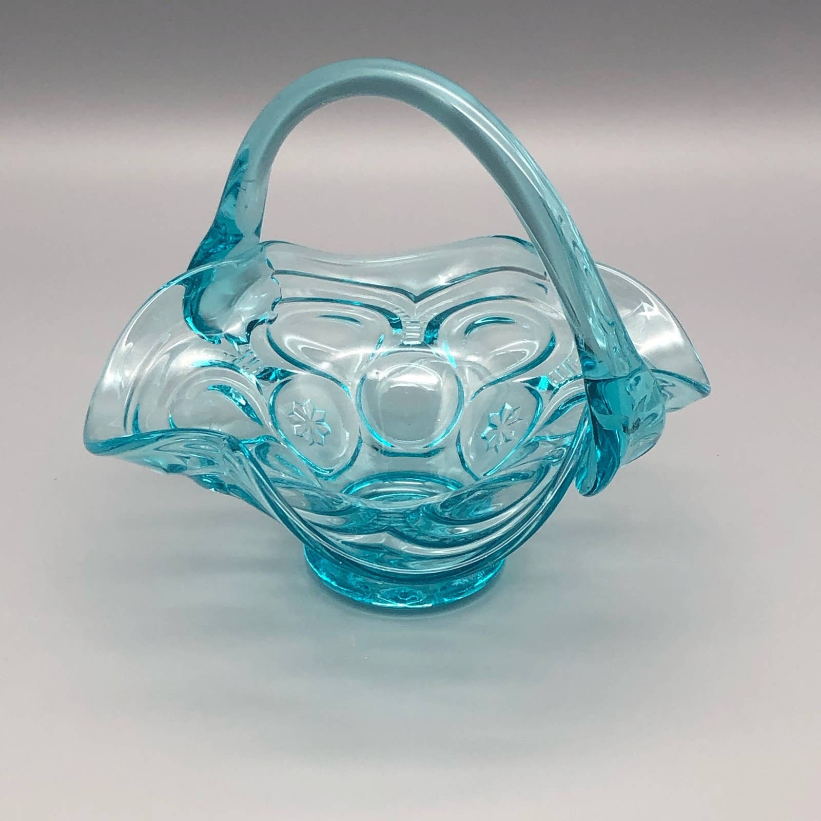 Vintage Aqua Blue Glass Basket - Etsy