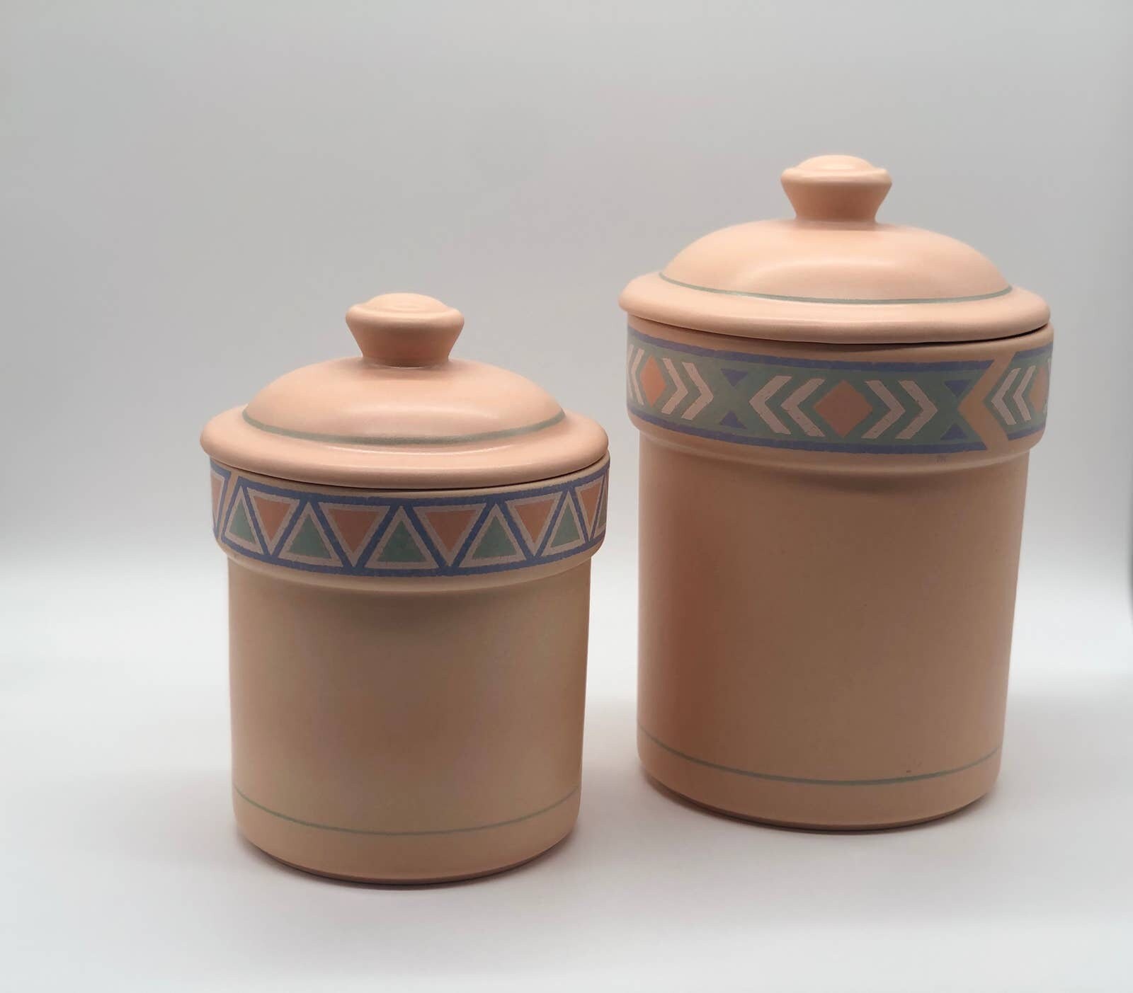 Vintage Treasure Craft Aztec Peach Canisters With Lids Set of 2 - Etsy