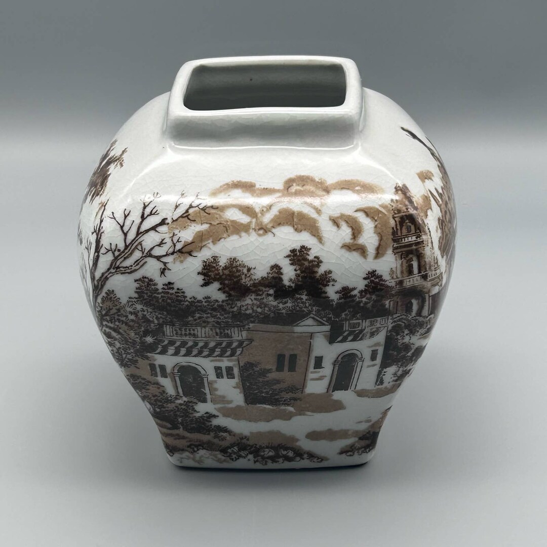 Victoria Ware Ironstone Brown & White Transferware Vase Castle - Etsy