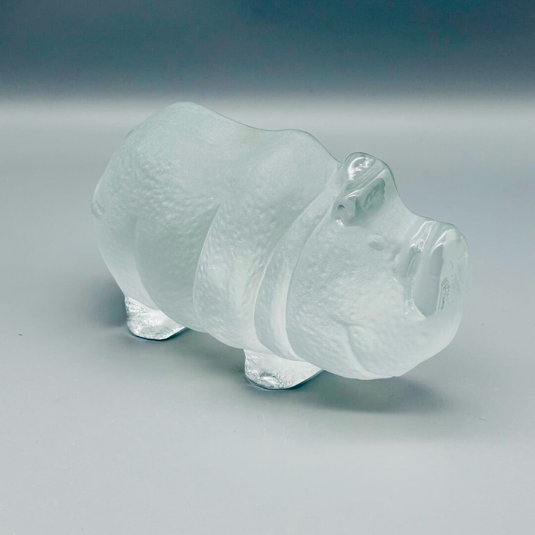 Vintage Viking Glass Co Hippopotamus/rhinoceros Paperweight - Etsy