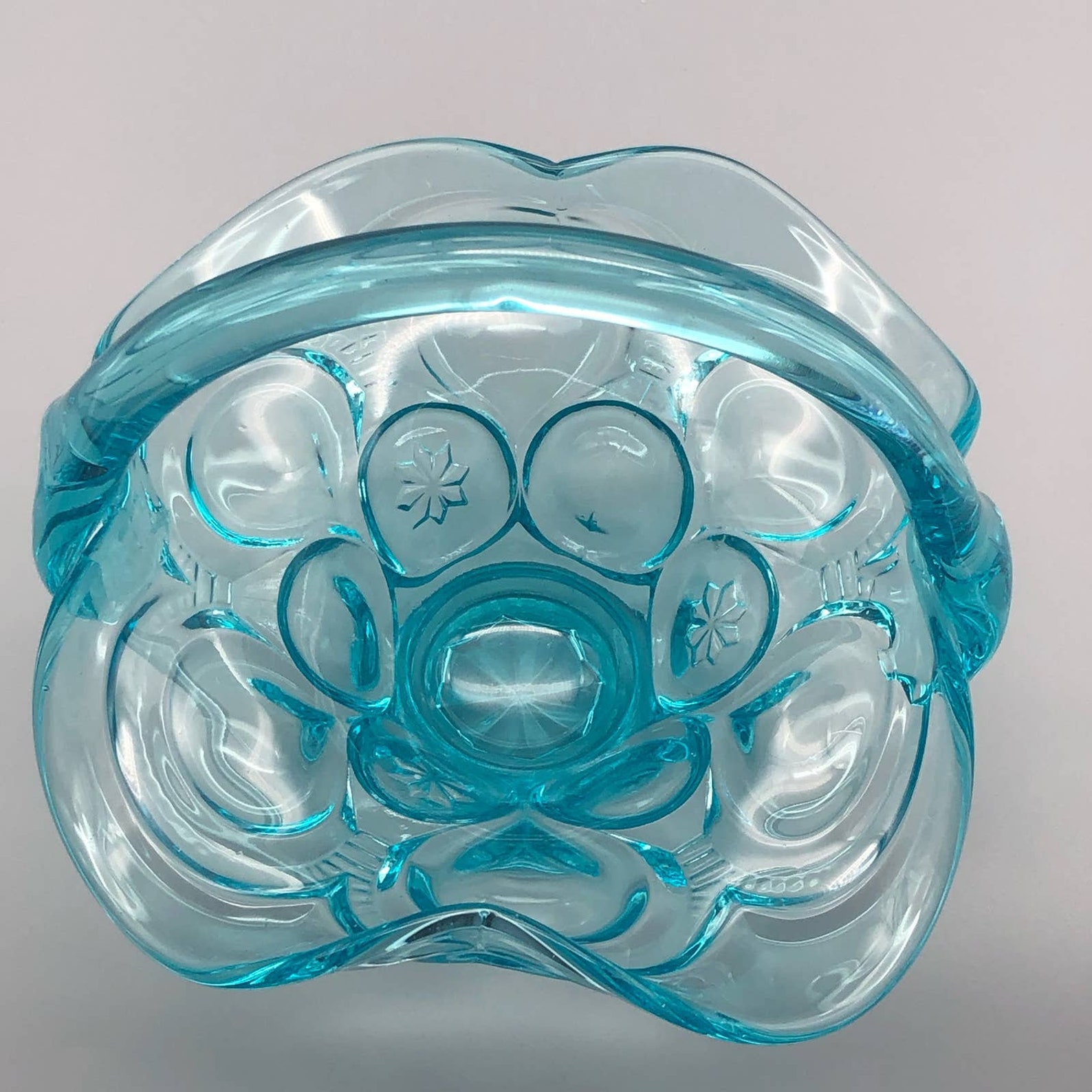Vintage Aqua Blue Glass Basket - Etsy