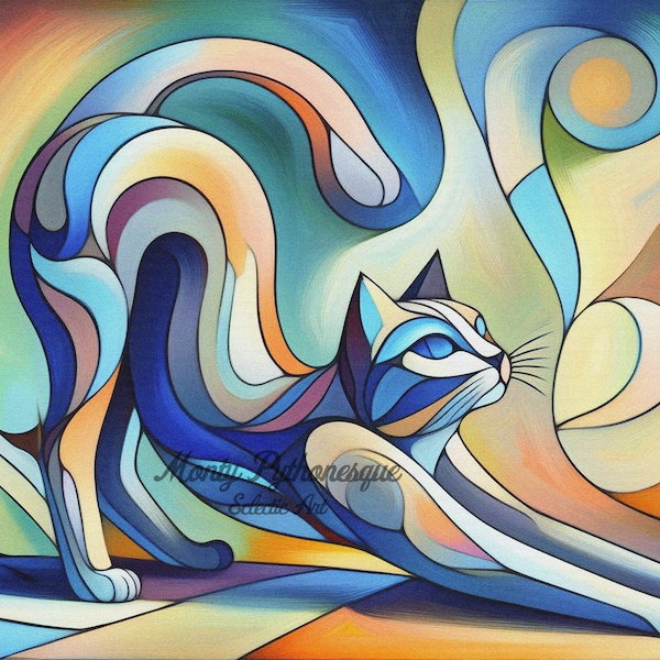 Abstract Cat Art - Etsy