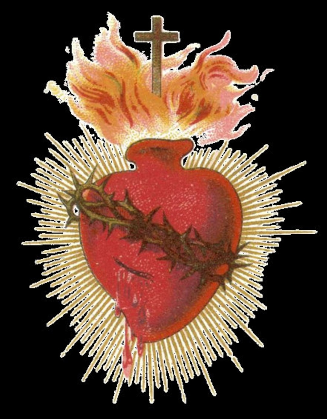 Burning Heart of Jesus - Etsy