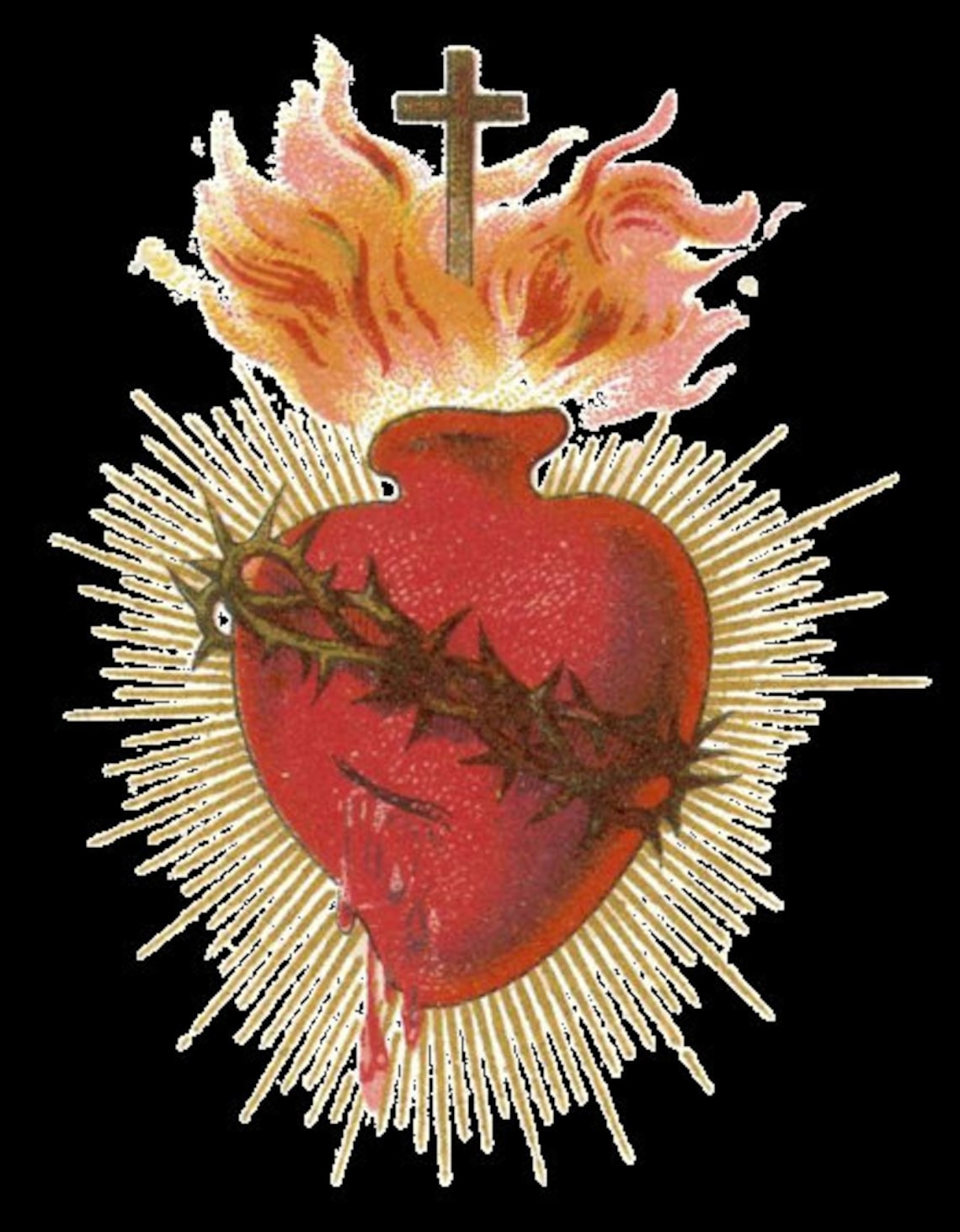 Burning Heart of Jesus - Etsy