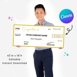 Congrats Large Cheque 12.0 | 42 X 18" | Perfect for Charity Fundraising ...