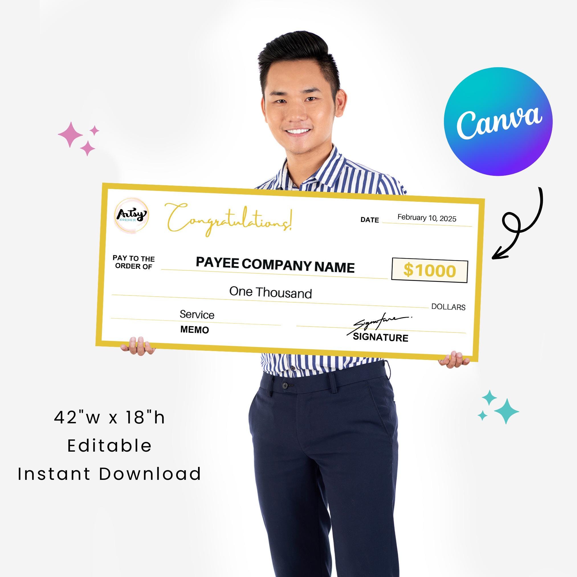 Congrats Large Cheque 12.0 | 42 X 18" | Perfect for Charity Fundraising ...
