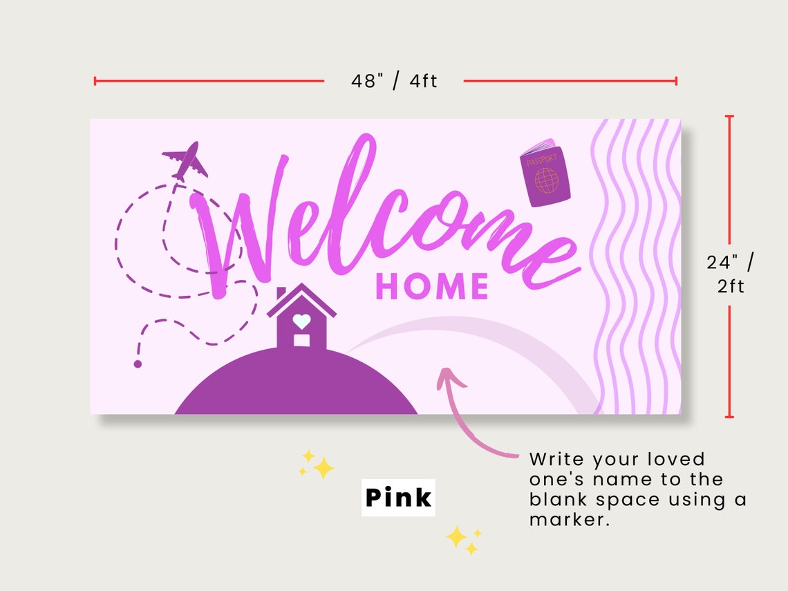 Welcome Home Banner Airport | 48x28in Size | 3 Color Options ...